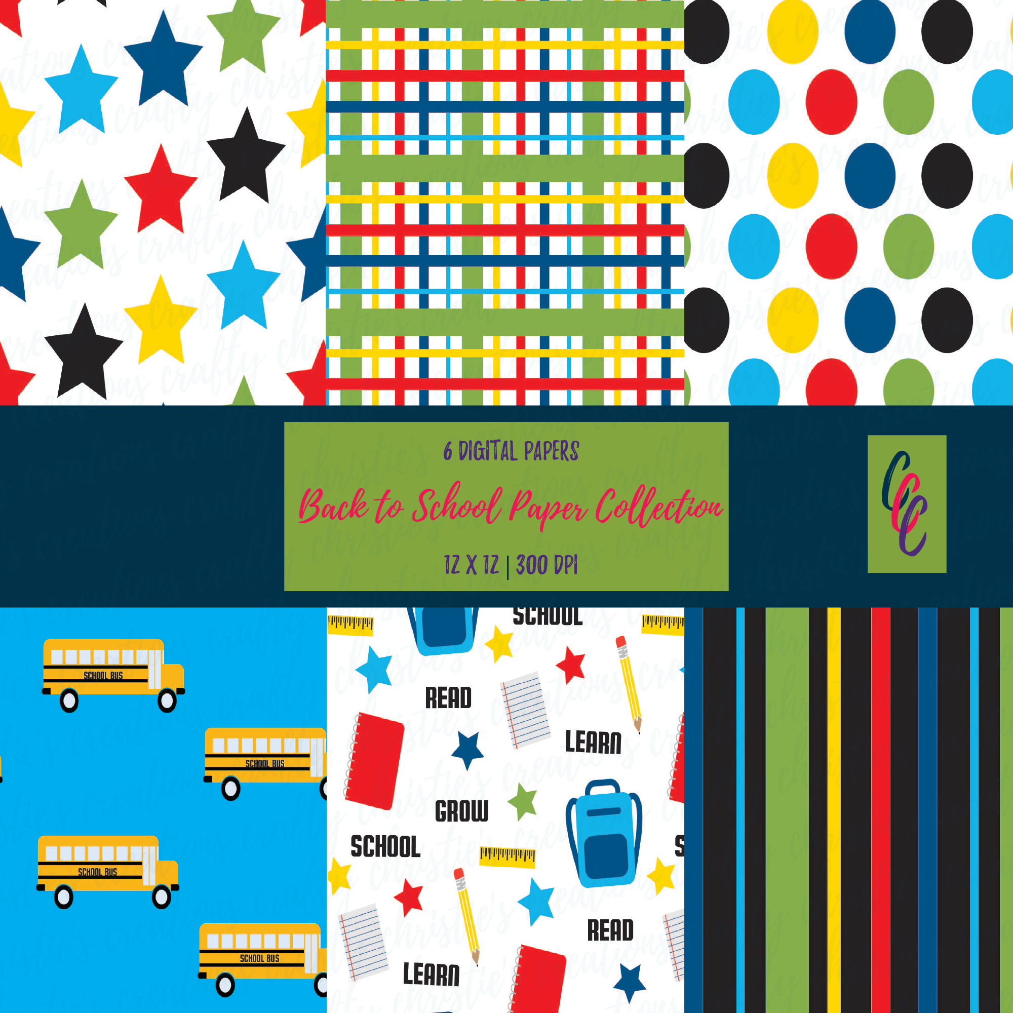 School Themed Digital Papers - Crafty Christie’s Creations